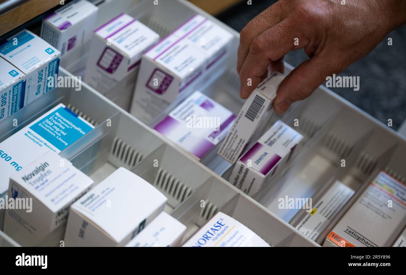 Berlin, Germany. 05th June, 2023. A pharmacist retrieves a medication ...