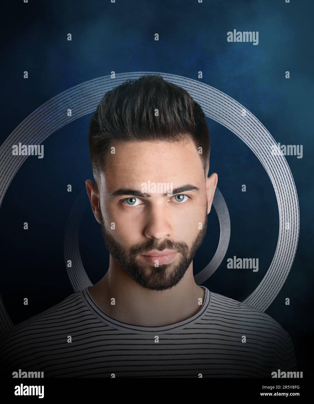 Suffering from hallucination. Young man in altered state of ...