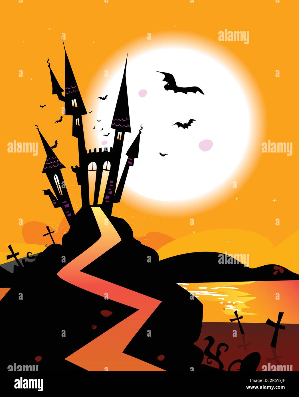 Bats over spooky Castle. Vector Illustration Stock Vector Image & Art ...