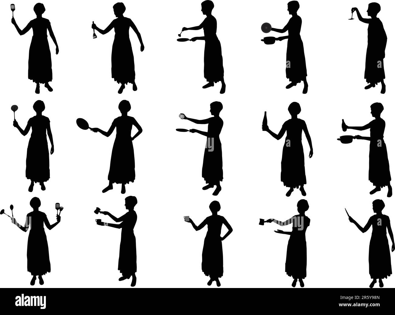 Female cooking dinner Stock Vector Images - Alamy