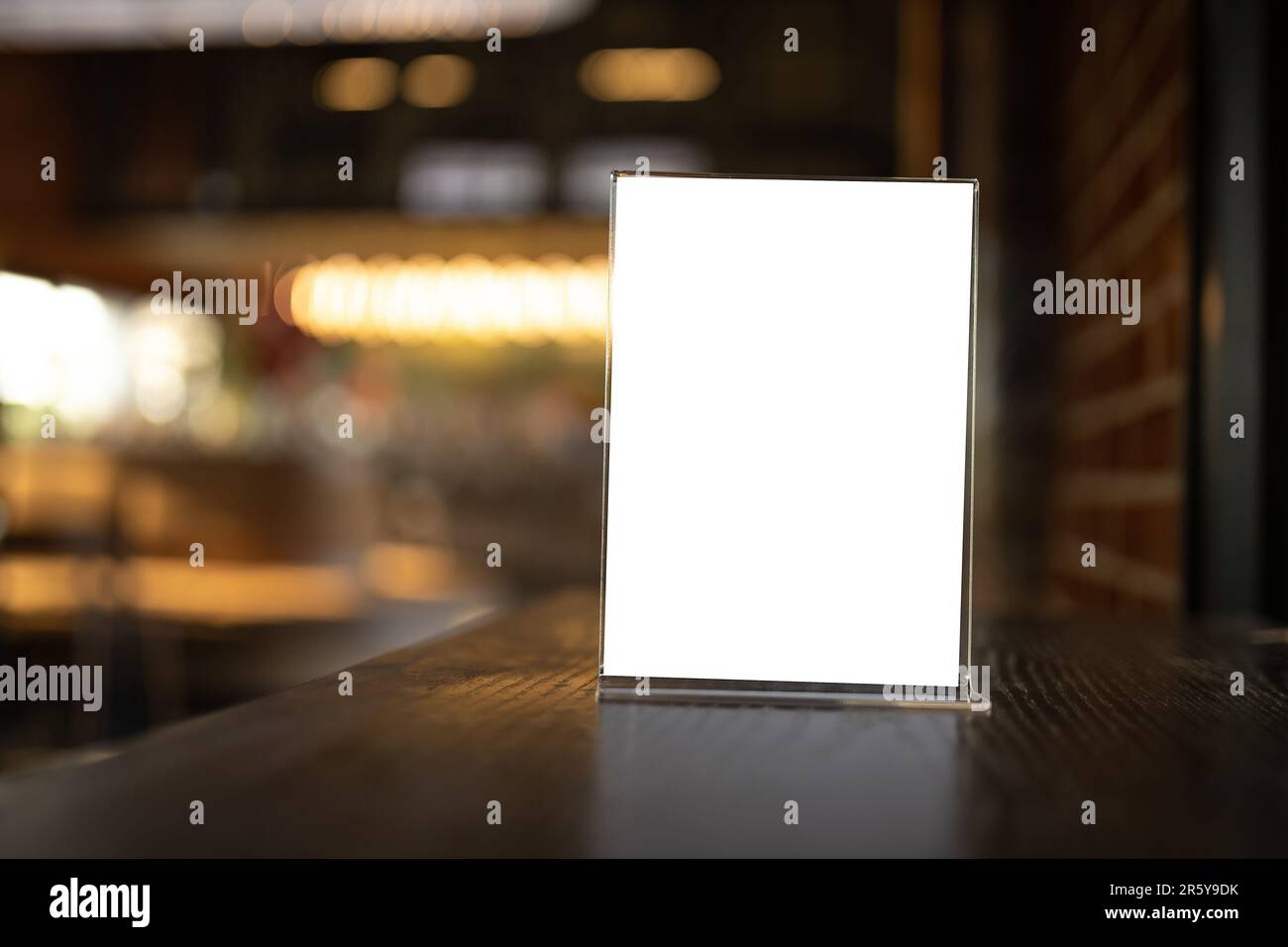 Stand display mockup Menu frame tent card blurred background design key ...