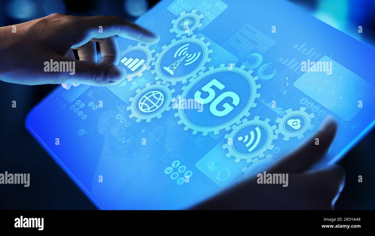 5G Fifth generation of mobile internet. Fast connection ...