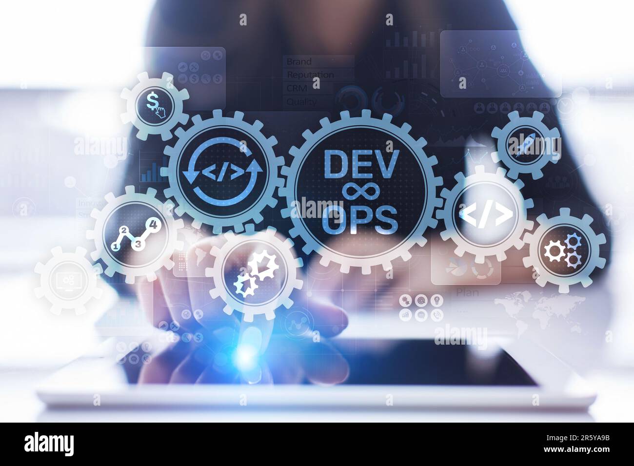 DevOps Agile development concept on virtual screen Stock Photo - Alamy