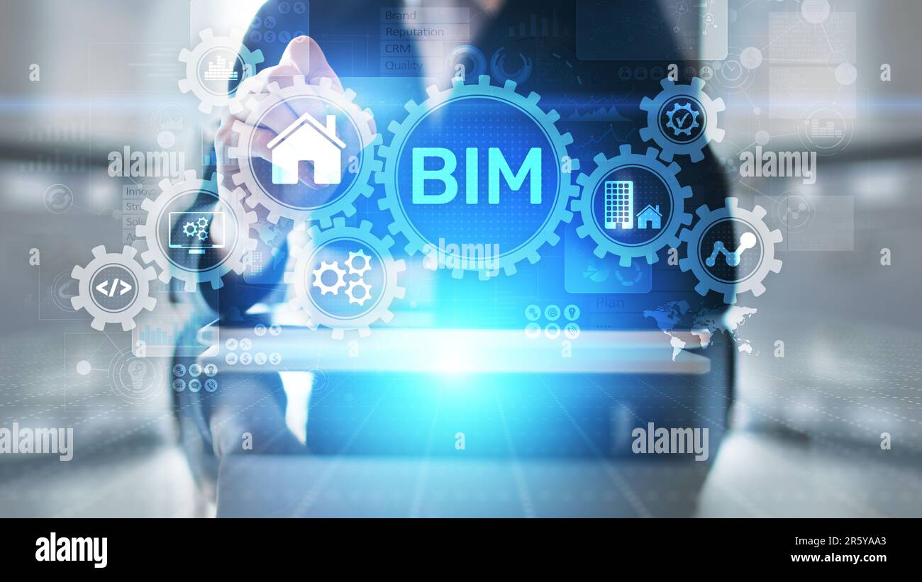 BIM Building Information Modeling Technology concept on virtual screen ...
