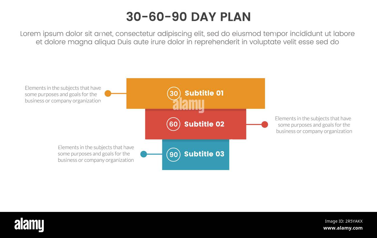 30-60-90 day plan management infographic 3 point stage template with ...