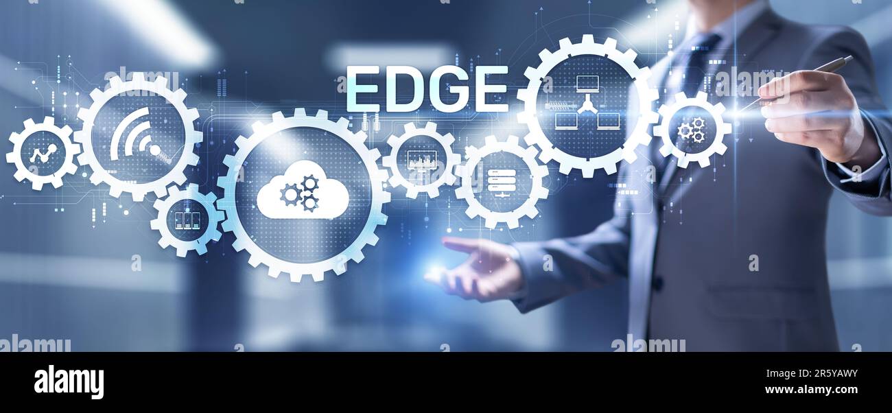 Edge computing networking internet technology concept on screen ...