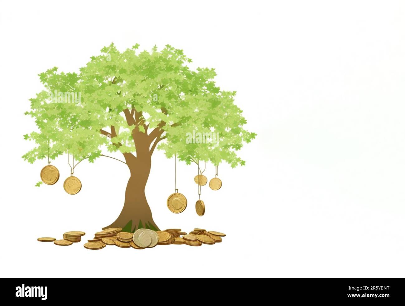 Saving money business concept with piggy bank, tree, coins, money, copy ...