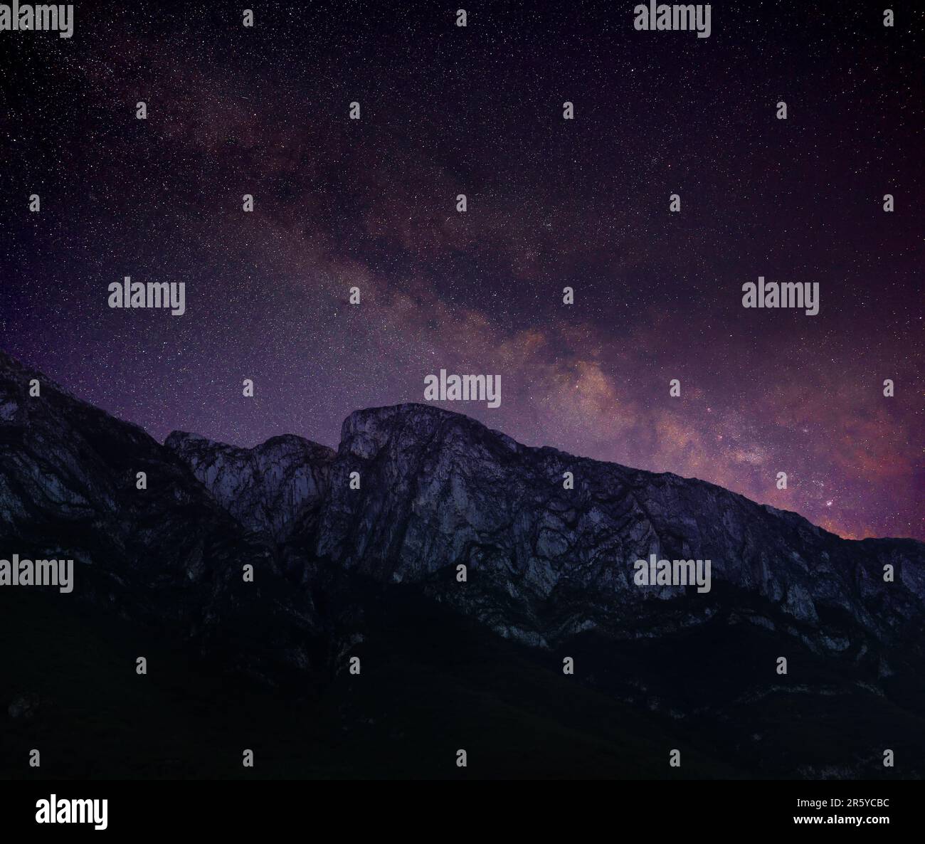 Picturesque view of starry night sky over mountains Stock Photo - Alamy