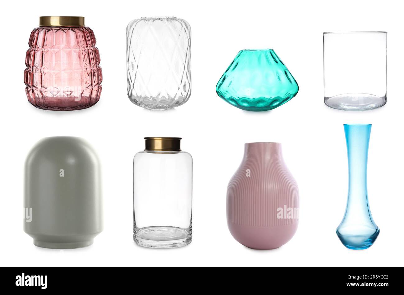 Set of different stylish vases on white background Stock Photo - Alamy