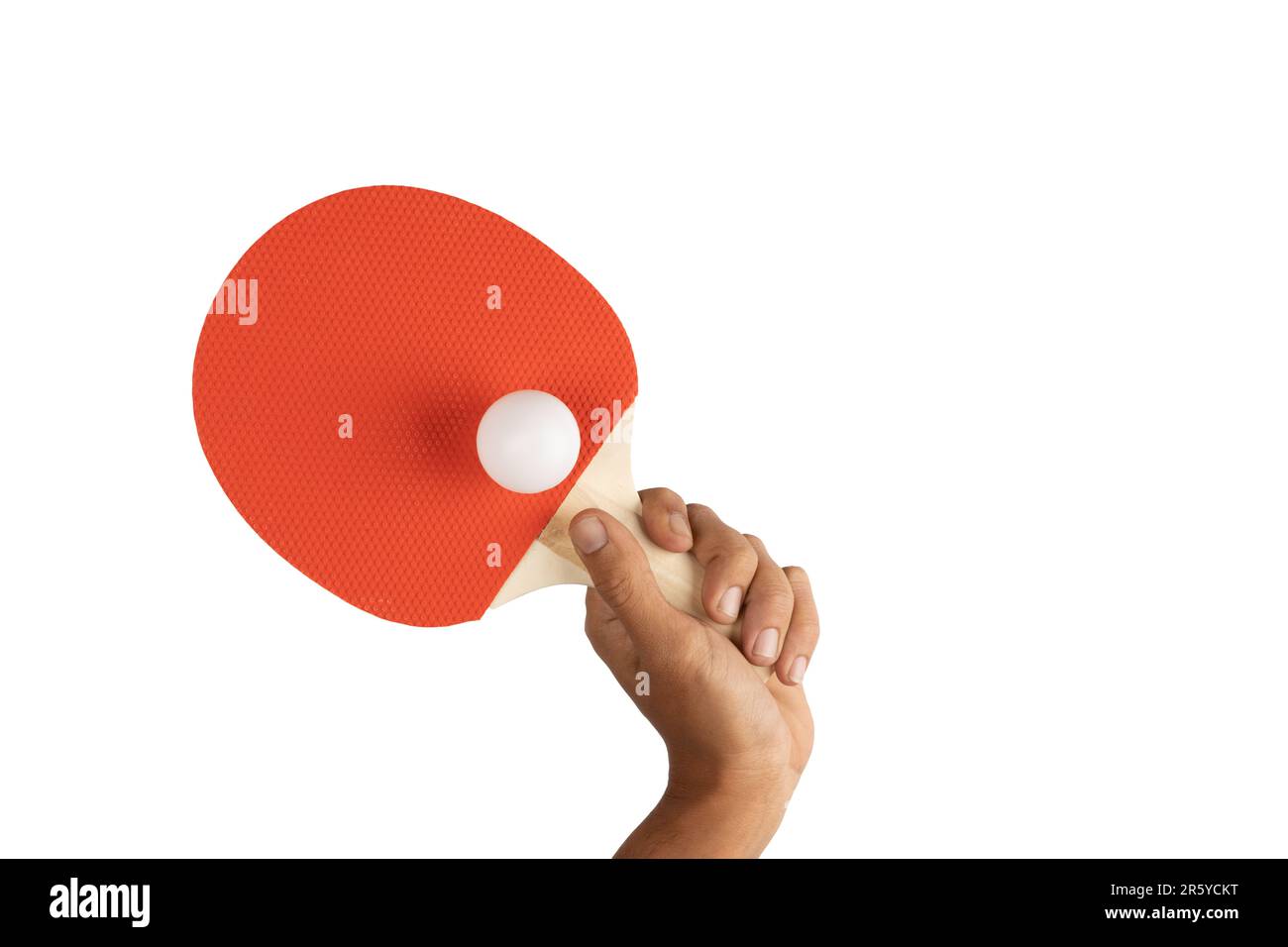 black male hand holding a ping pong racket isolated Stock Photo - Alamy