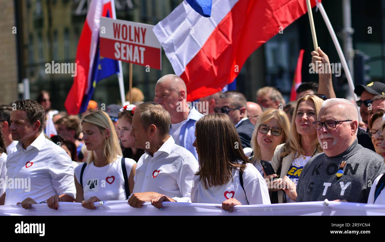 Warsaw Poland 4 June 2023 Donald Tusk Led Up To Half A Million
