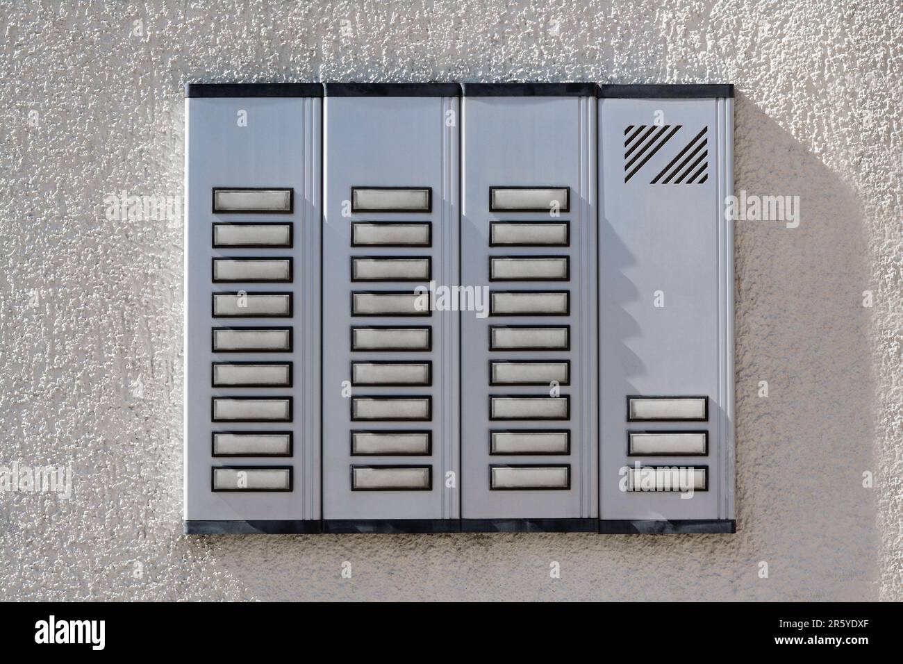 Intercom station on wall outdoors. Security system Stock Photo - Alamy