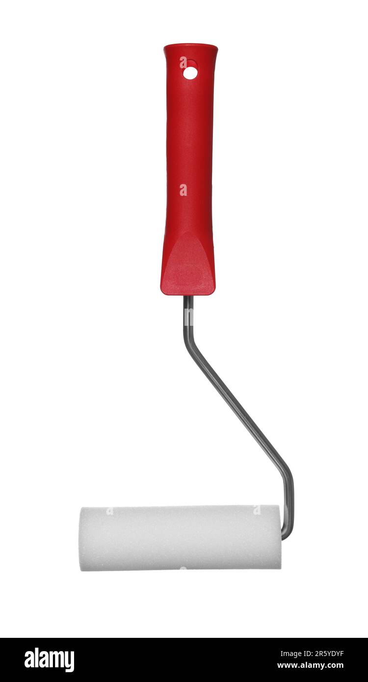 New clean paint roller on white background Stock Photo - Alamy