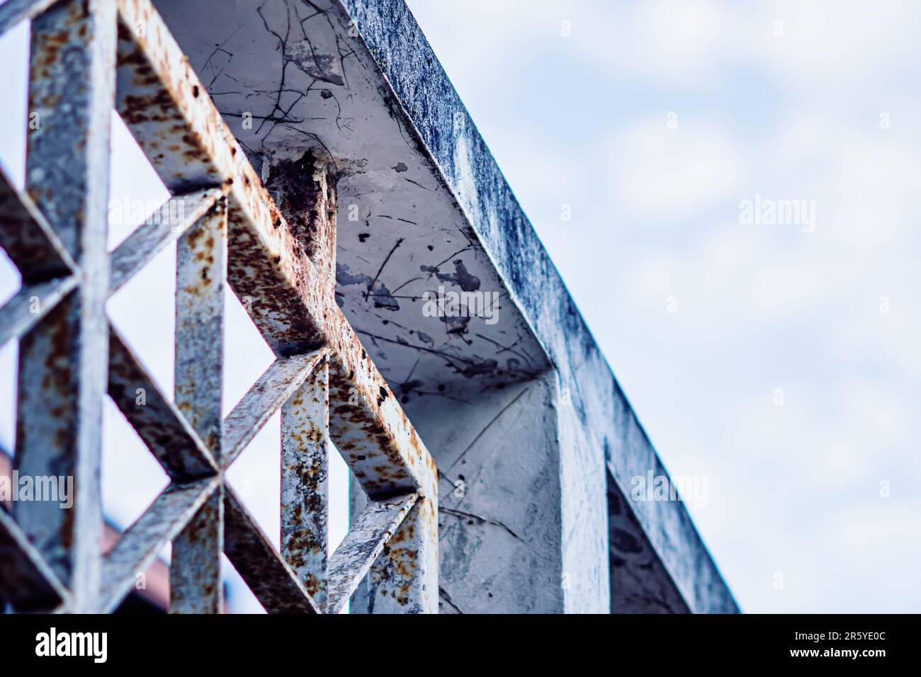 Close up of rusty on steel structure and white paint, Texture of ...