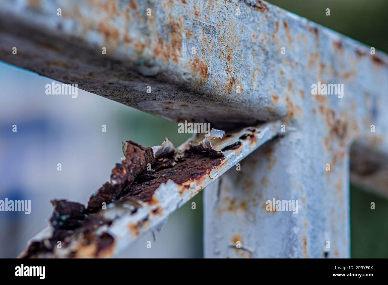 Close up of rusty on steel structure and white paint, Texture of ...