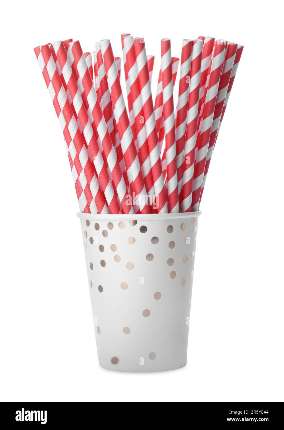 Striped paper cocktail tubes on white background Stock Photo - Alamy