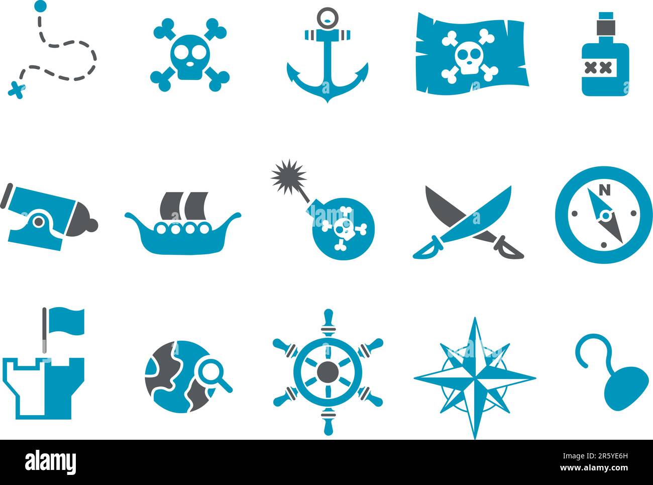 Vector icons pack - Blue Series, pirate collection Stock Vector Image ...