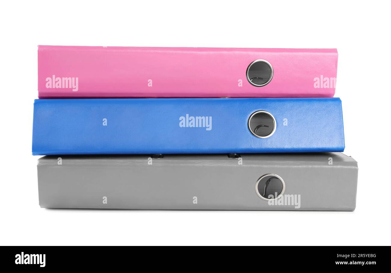 Stack of office folders isolated on white Stock Photo - Alamy