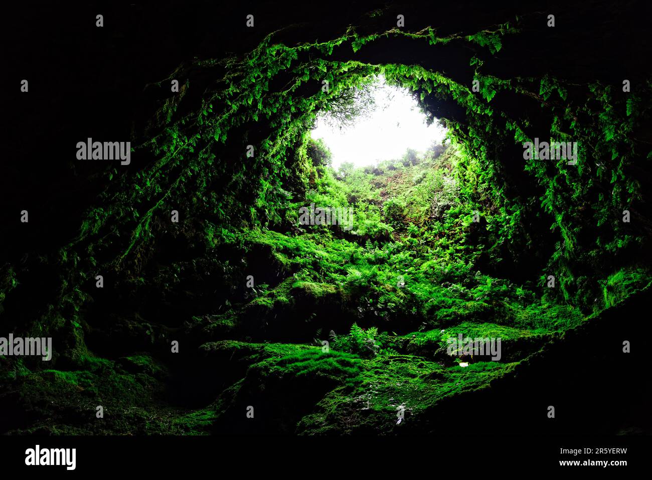 Algar do Carvao or Cavern of Coal in Terceira Island, Azores, Portugal ...