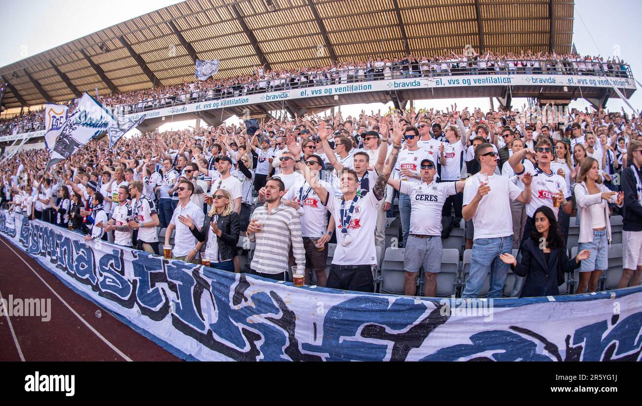 Aarhus, Denmark. 04th, June 2023. Football fans of Aarhus GF seen on ...