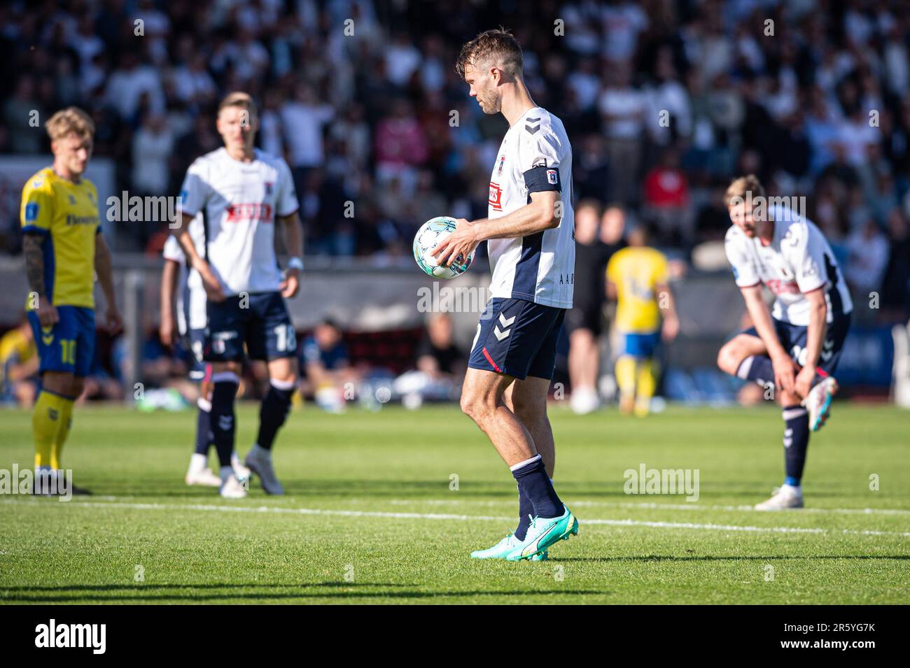 Aarhus, Denmark. 04th, June 2023. Patrick Mortensen (9) of Aarhus GF ...