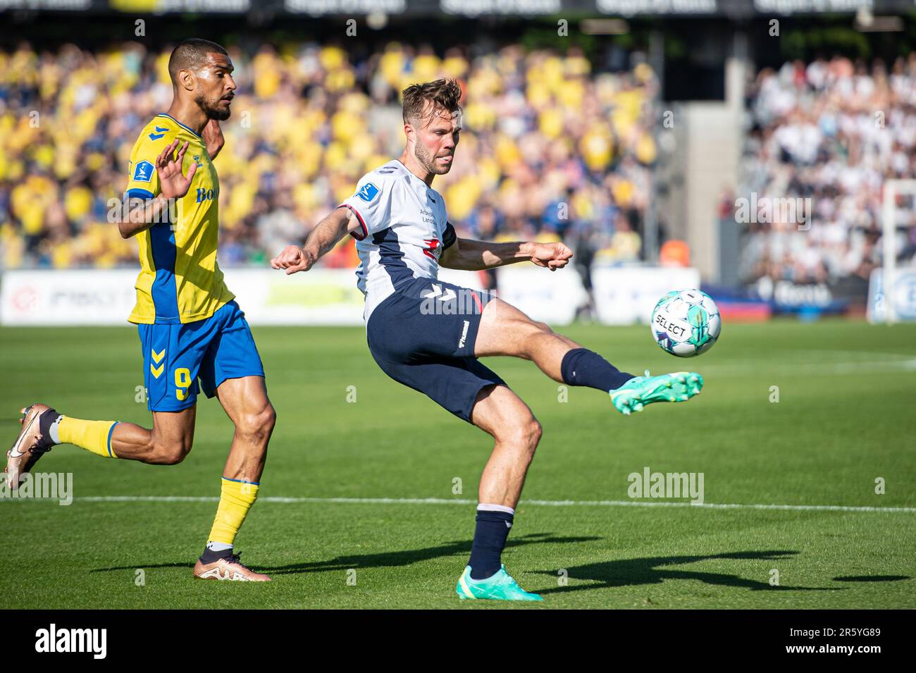 Aarhus, Denmark. 04th, June 2023. Patrick Mortensen (9) of Aarhus GF ...