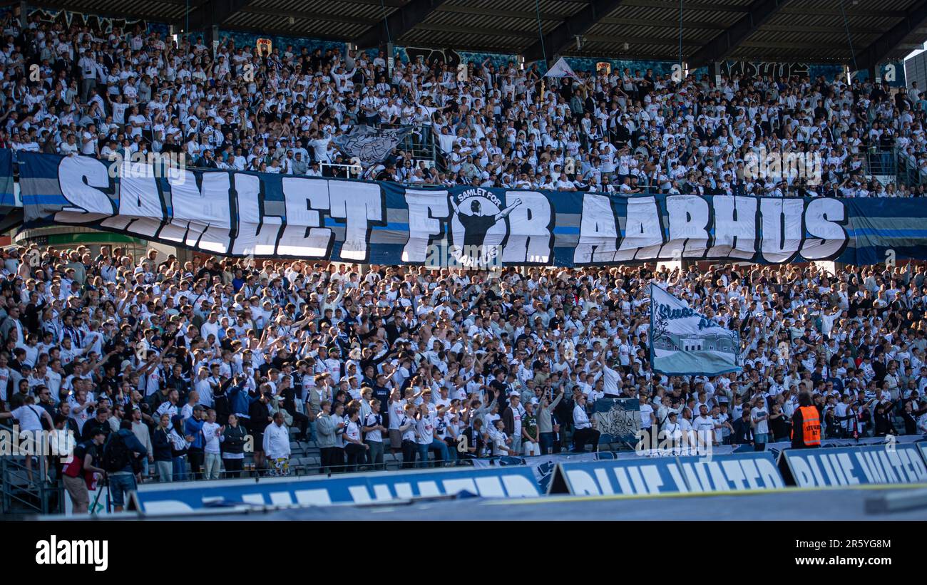 Aarhus, Denmark. 04th, June 2023. Football fans of Aarhus GF seen on ...