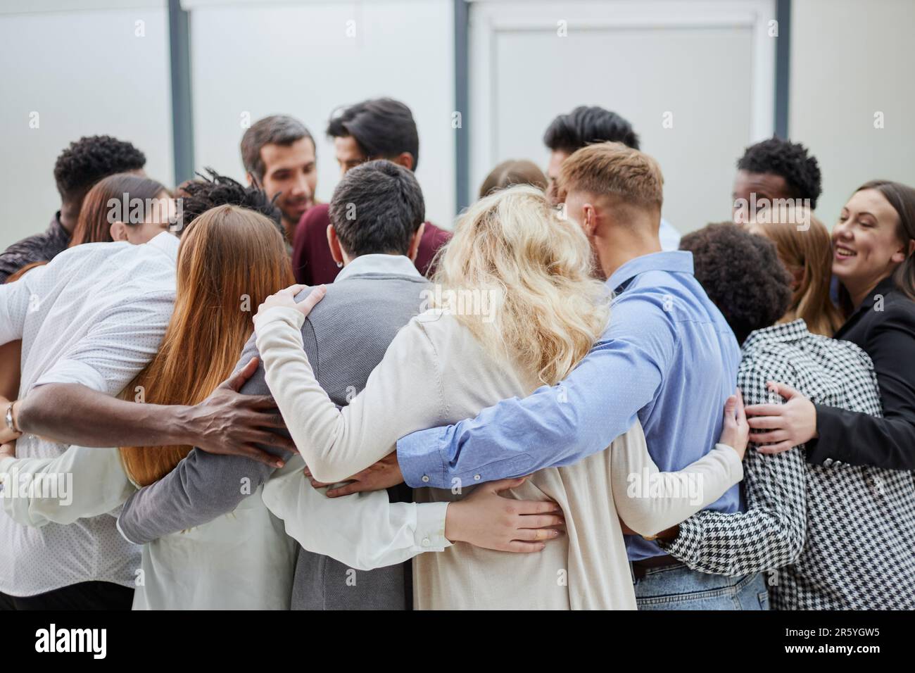 Group of happy positive smiling multiethnic men and women from ...