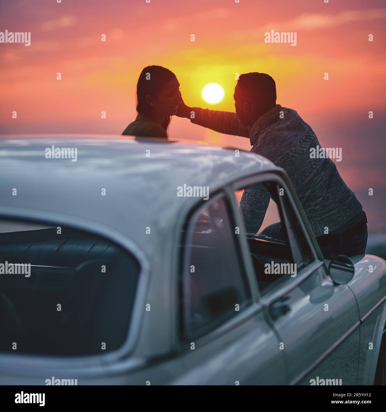 Youre even more beautiful than the sunset. a young couple making a stop ...