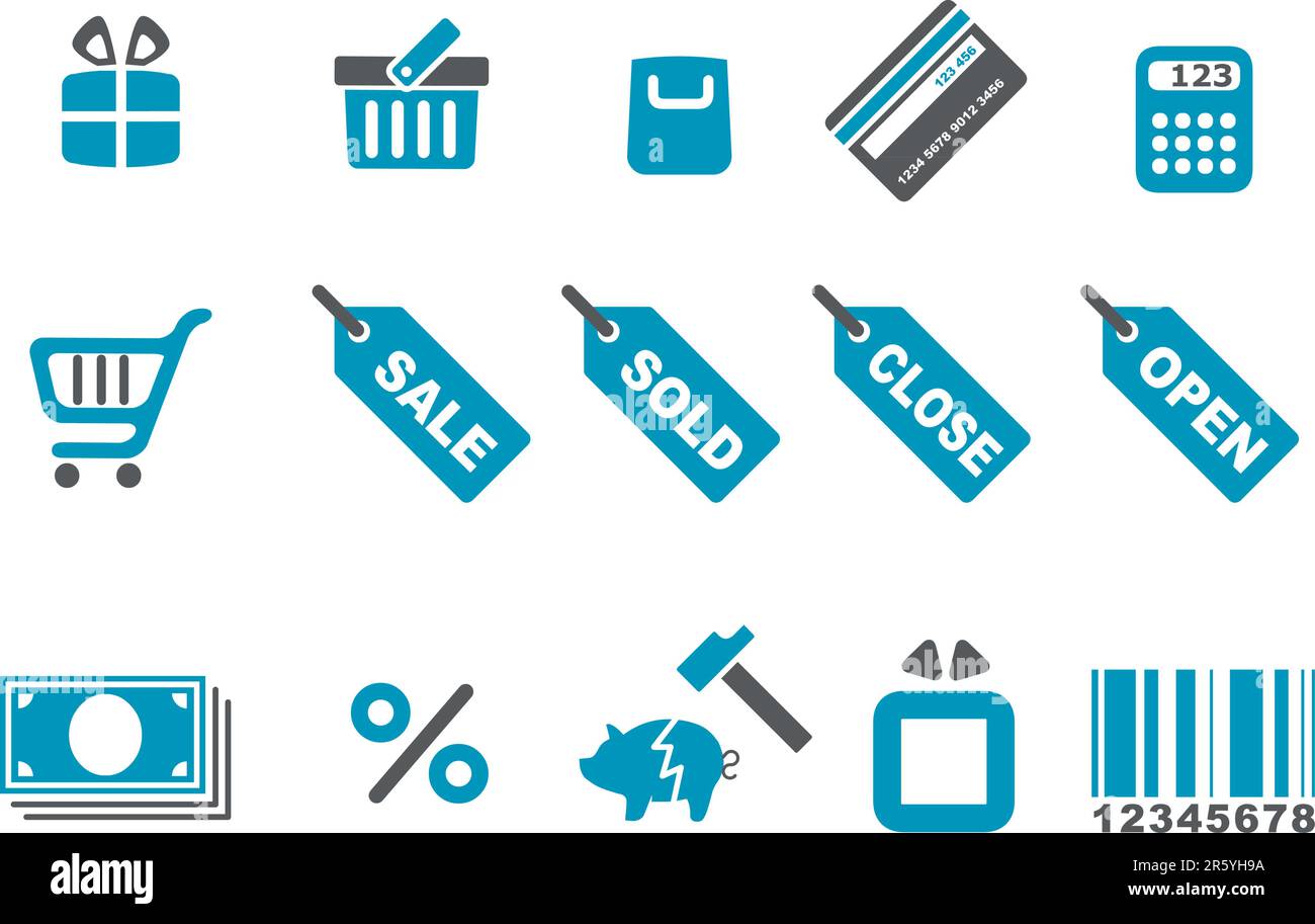 Vector icons pack - Blue Series, shopping collection Stock Vector Image ...