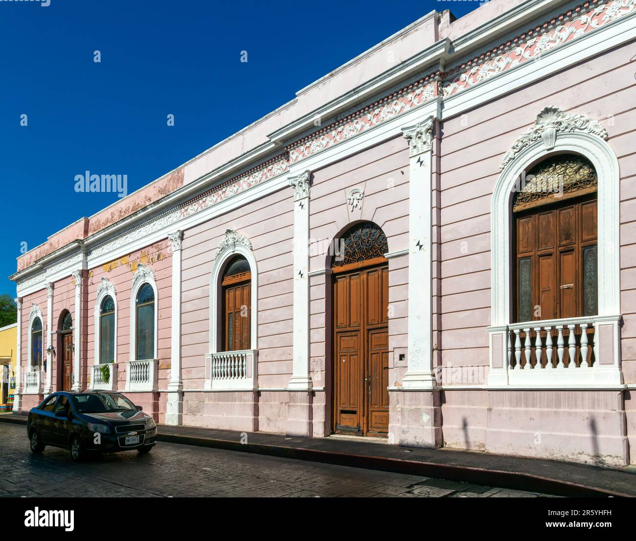 Spanish colonial architecture buildings in typical city centre street ...