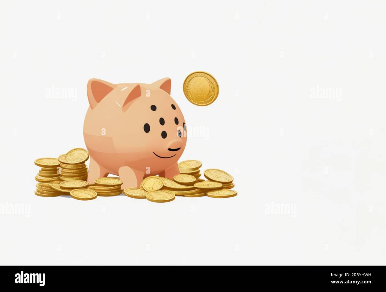 Saving money business concept with piggy bank, tree, coins, money, copy ...