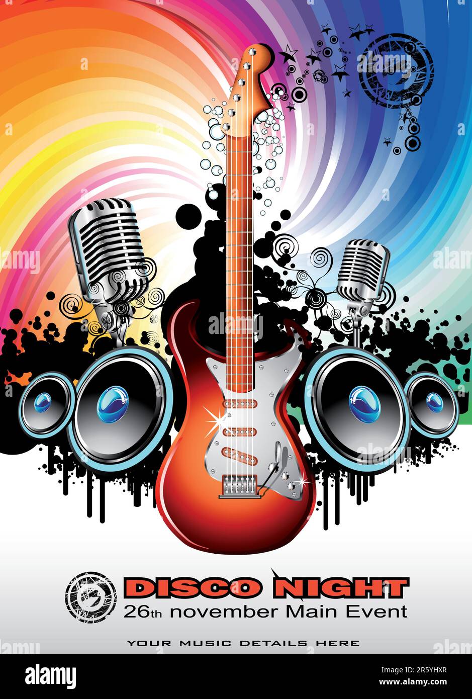 Music Event Background with a colorful Electric Guitar Stock Vector ...