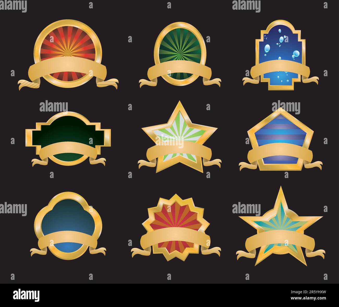 Collection of Vintage Gold Emblems - Set 1 Stock Vector Image & Art - Alamy