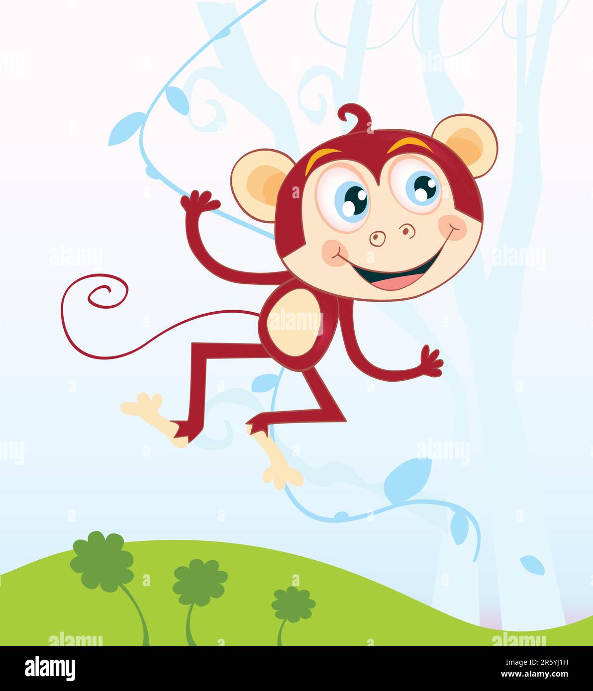 Funny animal jumping in jungle. Vector Illustration. See similar ...
