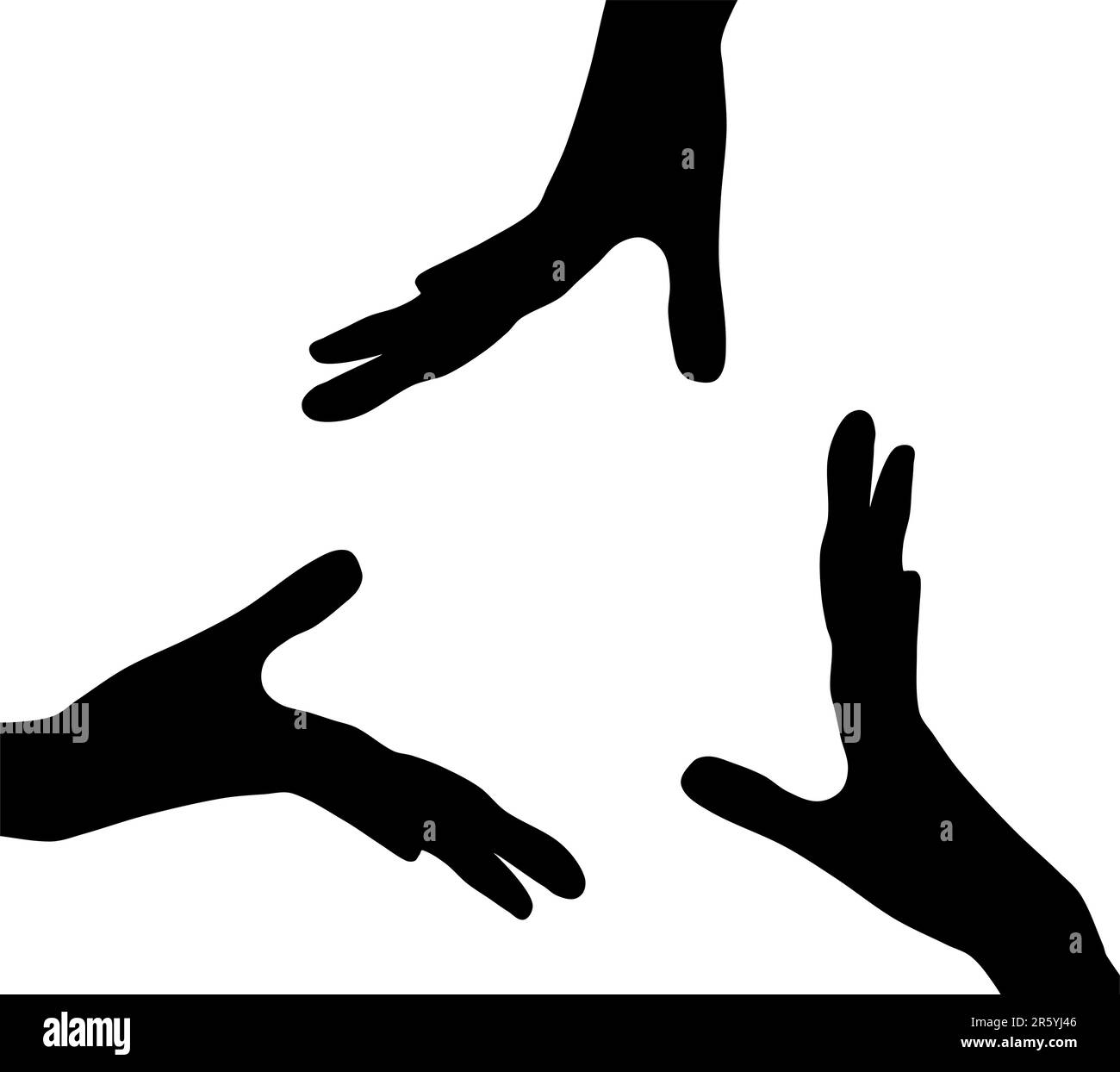 Hands group silhouette Black and White Stock Photos & Images - Alamy