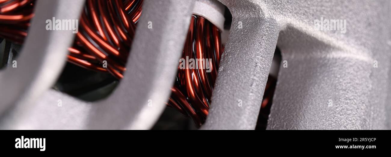Electric motor stator closeup. Copper winding motor Stock Photo - Alamy