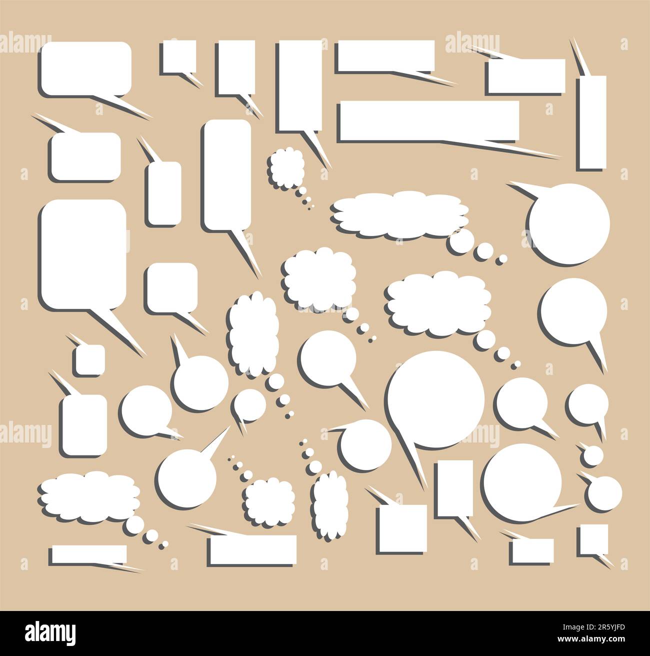 Complete Set of Comic Clouds with Grey Shadow Stock Vector Image & Art ...