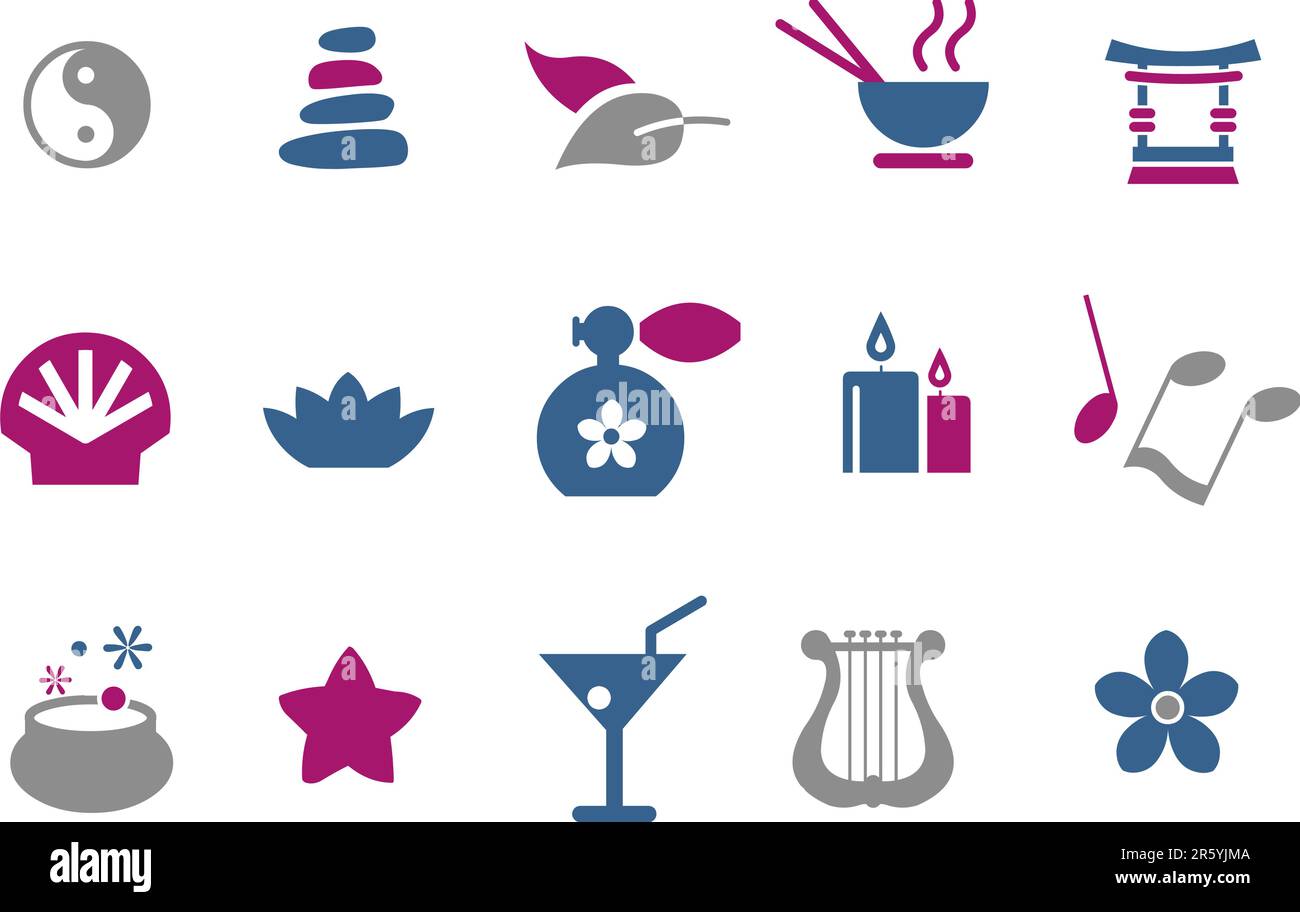 Vector icons pack - Blue-Fuchsia Series, zen collection Stock Vector ...