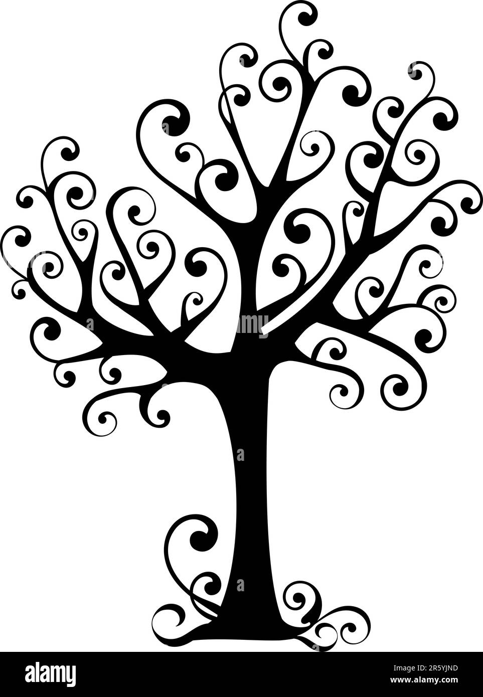 ornamental tree with swirly branches Stock Vector Image & Art - Alamy