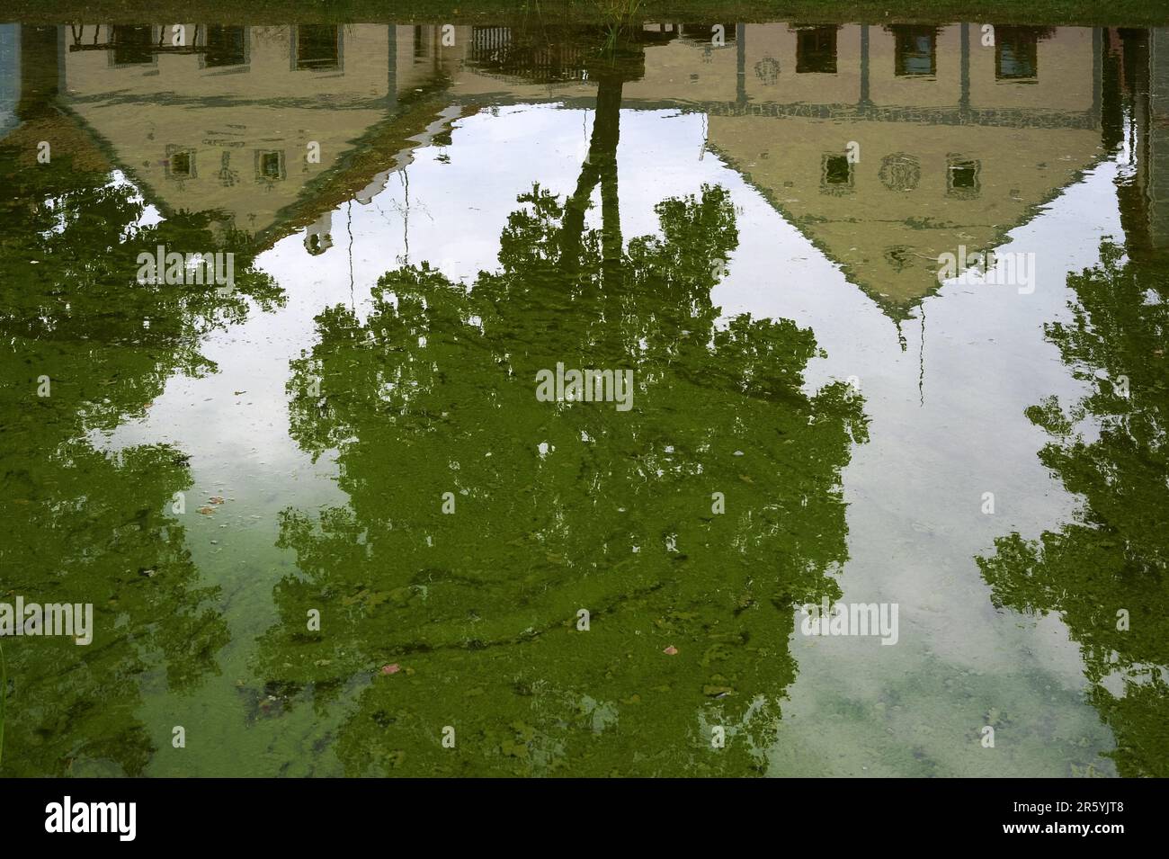 Pointed gables of farmsteads in Holašovice, South Bohemia, Czech ...