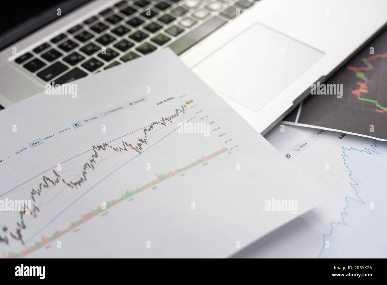 data analysis - workplace with business graphs and charts Stock Photo ...
