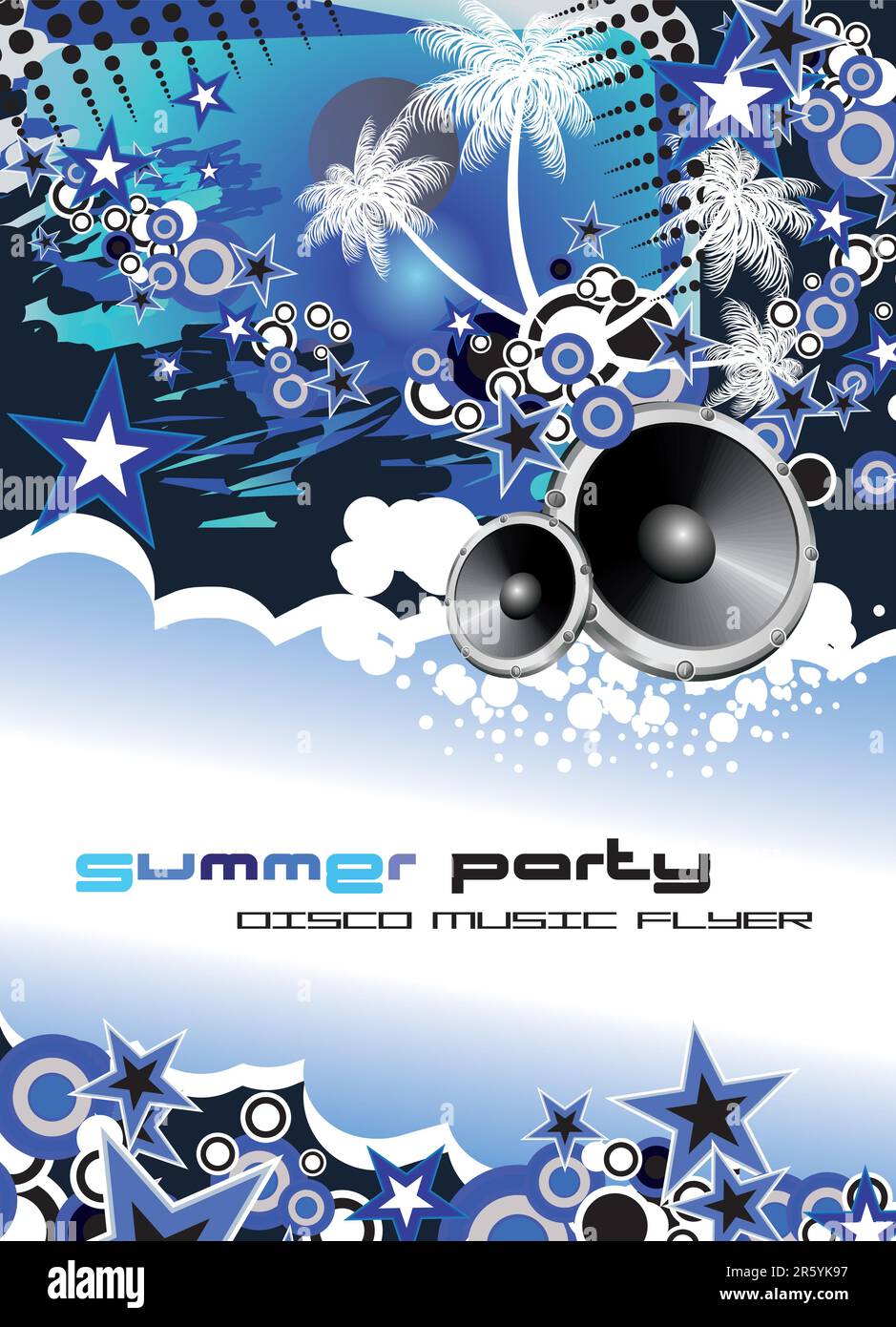 Disco Dance Tropical Music Flyer with colorful background Stock Vector ...