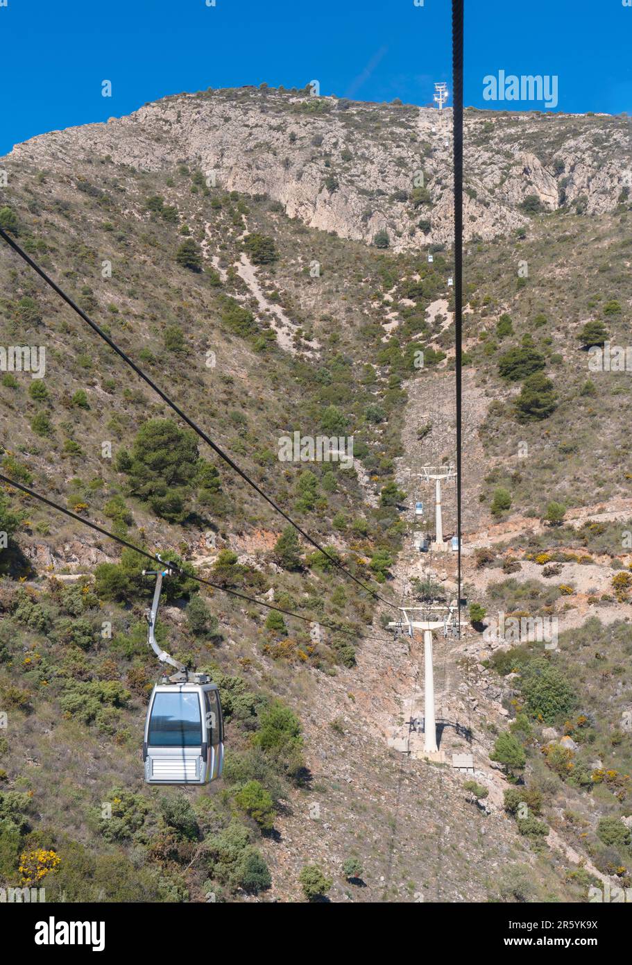 Cable car up mountain Benalmadena Costa del Sol Spain on Monte ...