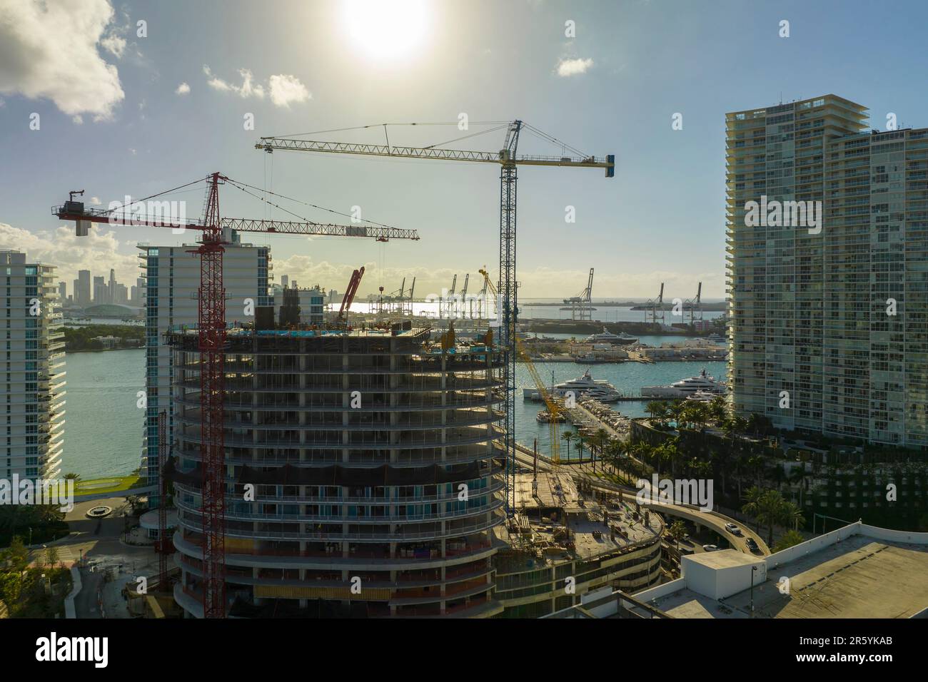 Aerial view of new developing residense in american urban area. Tower ...