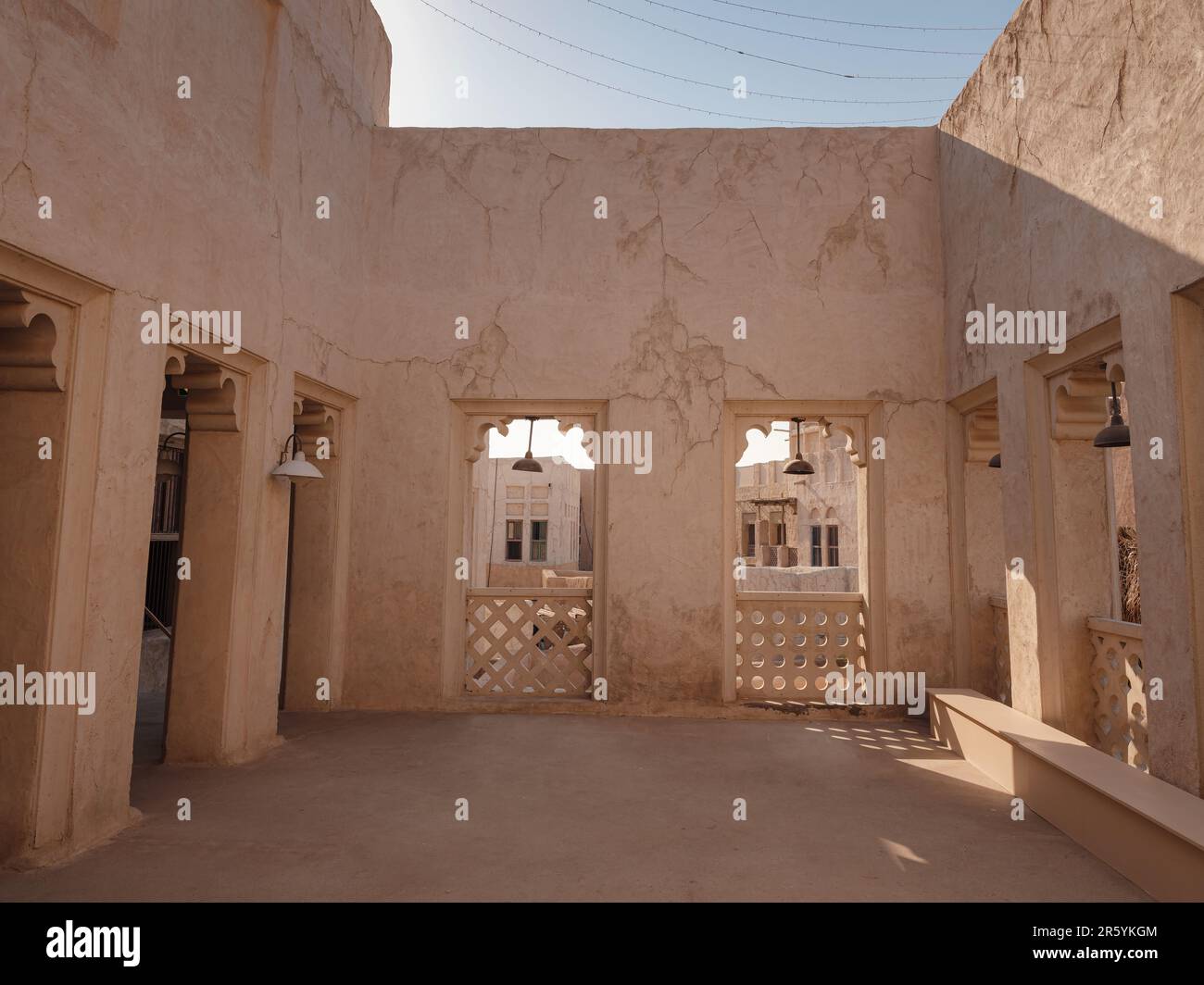 Al seef old historical district with traditional Arabic architecture ...