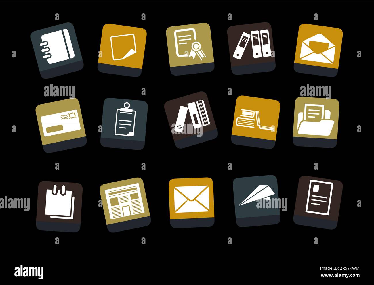 Vector icons pack - Yellow-Brown-Blue Series, paper collection Stock ...