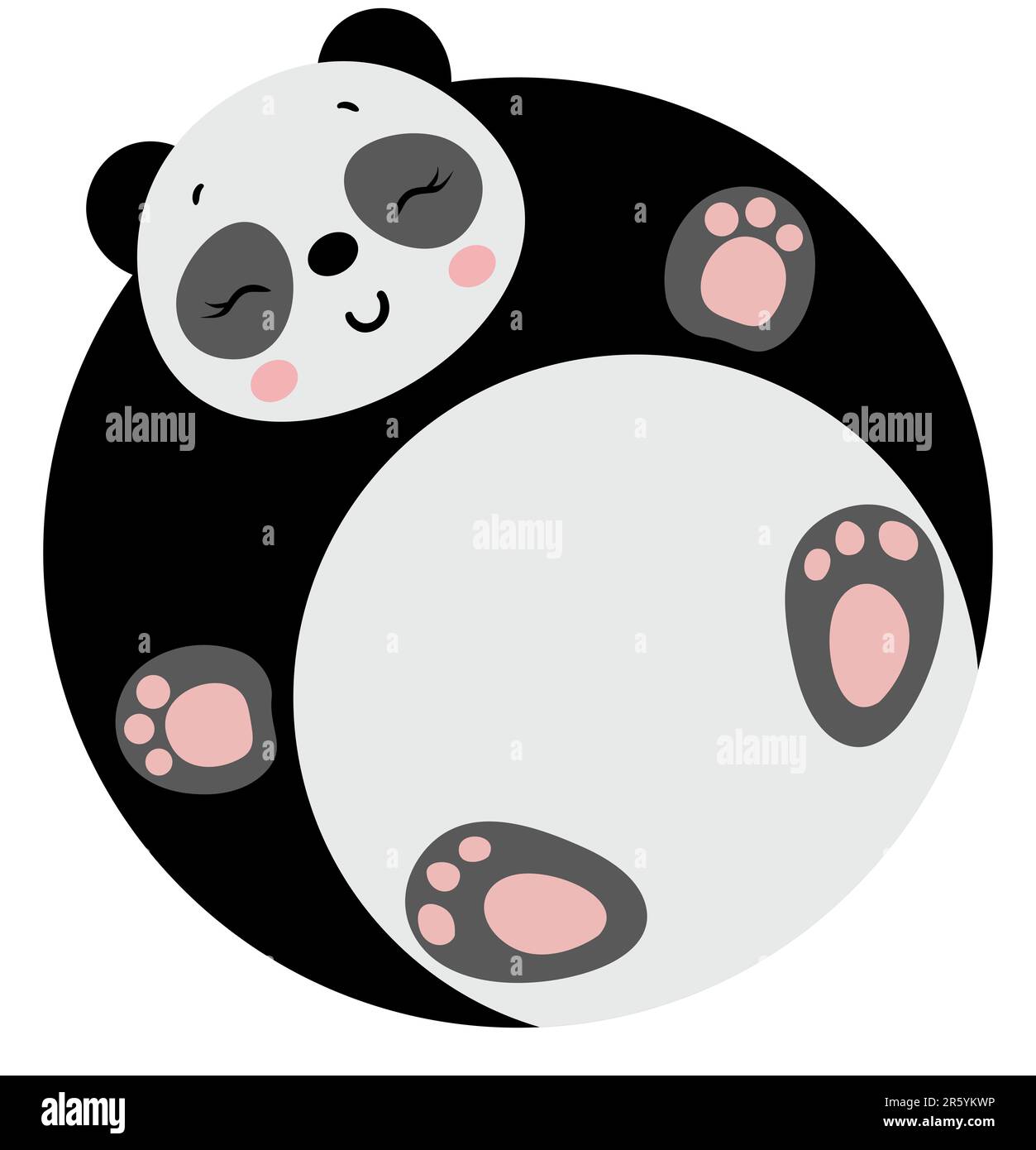 Funny cute panda with round body Stock Photo - Alamy