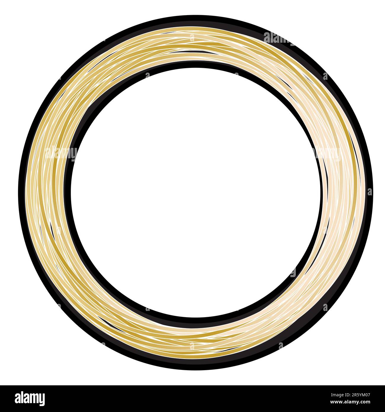 A circle border of gold stylr thread on a black background ring all ...