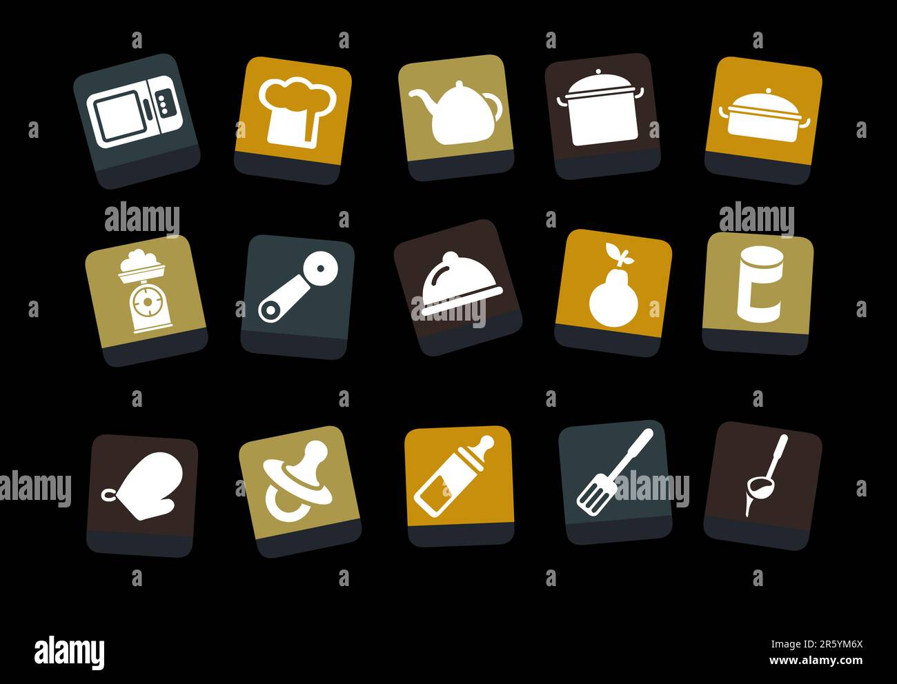 Vector icons pack - Yellow-Brown-Blue Series, food collection Stock ...